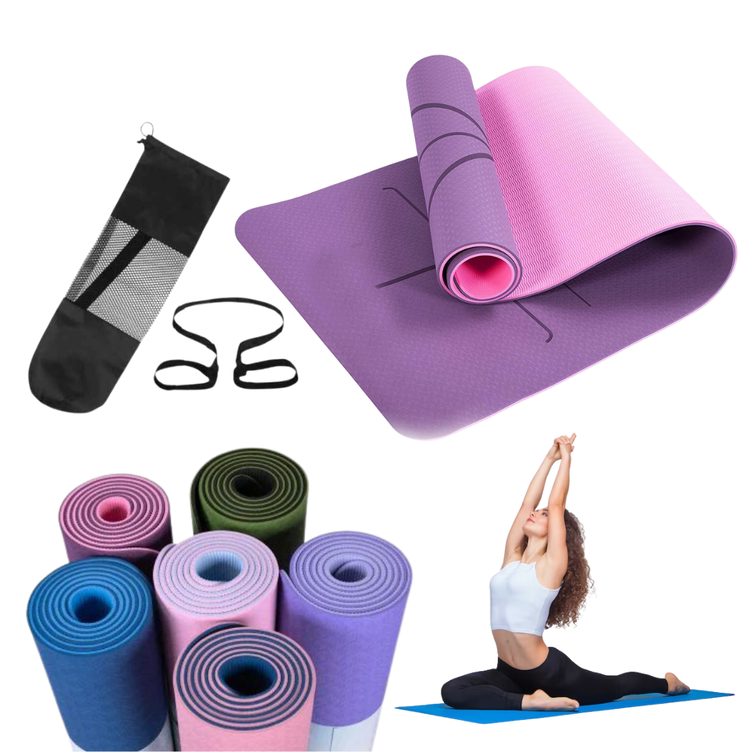 Mat de Yoga 8mm Eco con Guías + Bolso + Correa - Linea Sport