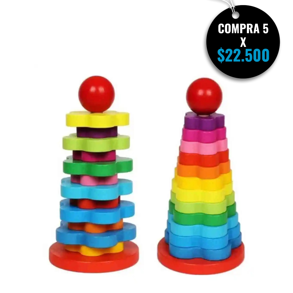 Juguete Torre Apilable Madera Para Niños Didactico Motricidad - Linea Sport