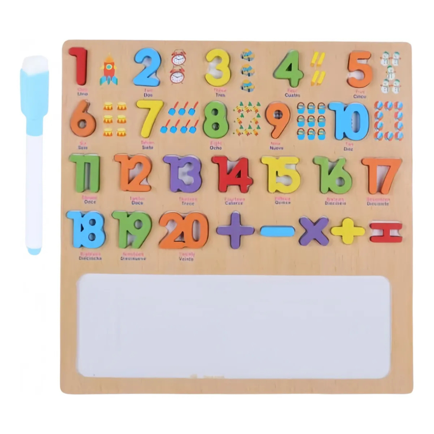 Juego Infantil Didáctico De Números 1 Al 20 Encastre Con Pizarrón ...